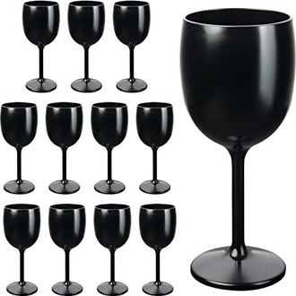 Schramm Lot de 12 verres &agrave; vin r&eacute;utilisables en noir au choix - 6, 12, 24 ou 48 fl&ucirc;tes &agrave; champagne, fl&ucirc;tes &agrave; champagne