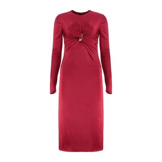Versace Ger&uuml;schtes Midikleid mit langen &Auml;rmeln und Sicherheitsnadel-Detail - - Dresses - Damen - Rot - S