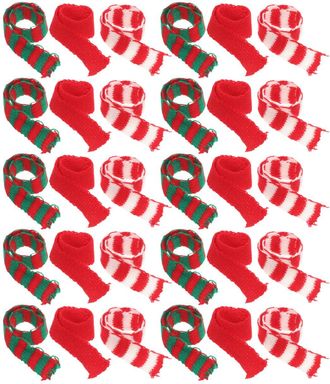 Milisten Mini Strickschal Weihnachten 20X0.8 Zoll Rot Gr&uuml;n Gestreift Mit Bommel Weihnachtsbaum Deko Anh&auml;nger F&uuml;r Festliche Tischdekoration Und DIY Handwerk