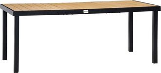 OUTSUNNY Table de jardin rectangulaire pour 8 personnes en aluminium plateau PE &agrave; lattes aspect bois dim. 190L x 90l x 74H cm noir