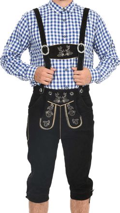 Alessandro Salvarini Herren Lederhose (46-60) - aus Echtleder, mit Tr&auml;ger AS450 - Schwarz Gr&ouml;&szlig;e 46 - Gr.46