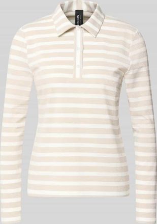 Marc Cain Longsleeve im Allover-Look mit Polokragen und Knopfleiste