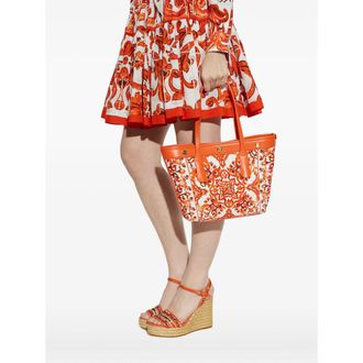 Dolce & Gabbana Majolica-Print Tote Bag - Orange