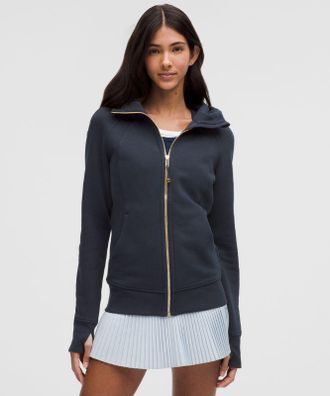 lululemon Sweat &agrave; capuche Scuba zipp&eacute; pour Femmes - Gold/Bleu - Taille 12