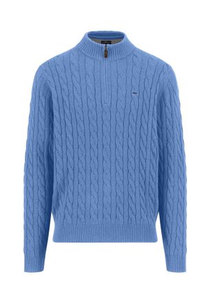 Fynch-Hatton Herren Troyer - Zopfmuster, Baumwolle, hoher Kragen mit Rei&szlig;verschluss Crystal Blue/XXL