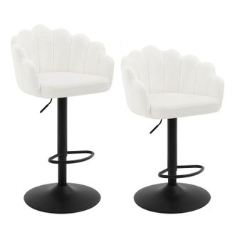 Woltu Barhocker 2er Set, Barstuhl H&ouml;henverstellbar mit Bl&uuml;tenblatt-Design, 360&deg; drehbar, Gepolsterte Bar Hocker mit Lehne, Fu&szlig;st&uuml;tze, f&uuml;r Esszimmer Heimbar 