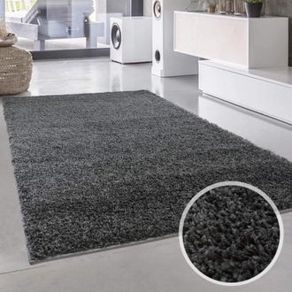 Carpet City ayshaggy Shaggy Teppich Hochflor Langflor Einfarbig Uni Dunkelgrau Weich Flauschig Wohnzimmer, Gr&ouml;&szlig;e: 133 x 190 cm