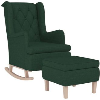 vidaXL Schaukelsessel mit Hocker Dunkelgr&uuml;n Stoff vidaXL