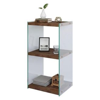 Dmora B&uuml;cherregal Protea, B&uuml;roregal, Mobiler Buchhalter, B&uuml;cherbrett, 40x35h80 cm, Nussbaum
