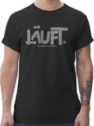 Shirtracer T-Shirt Herren - Statement - L&auml;uft - L&auml;uft Lustig Spr&uuml;che Lustiger Spruch Nerd Geek L&auml;uft bei Mir - XXL - Schwarz - lauft-Shirts spruchshirts sprueche
