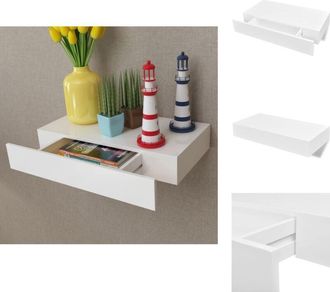 vidaXL Wandregal mit Schublade mdf Weiß - Wandregal - Hängeregal - Regal Weiß - mdf Regal - Wohnraumdeko
