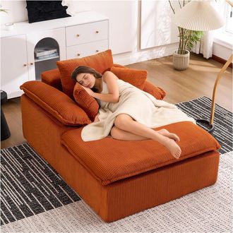 Generic Moderne Wolkencouch, Cord-Schlafsofa, rahmenloses Sofa, mit 3 Kissen, einsitziges Bodensofa, kein Zusammenbau erforderlich, for Wohnzimmerwohnung(Nara