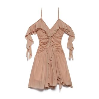 Aniye By Robe courte Xena &agrave; &eacute;paules d&eacute;nud&eacute;es et volants - Femme - Robes - Beige - Taille: 40 FR