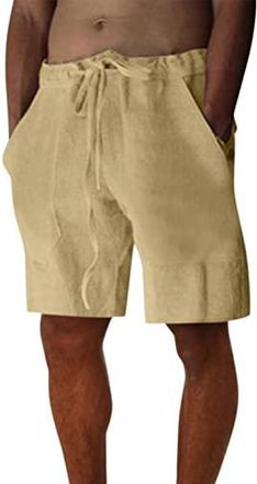 Generic Short ample en coton et lin pour homme 2026 pour homme d&eacute;t&eacute; d&eacute;contract&eacute; solide pantalon court pantalon court pantalon grande poche court mode court re