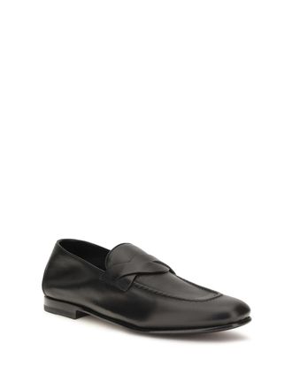 Tom Ford Mens Gigi Loafers With Woven Strap Black Calf Leather Bos Taurus