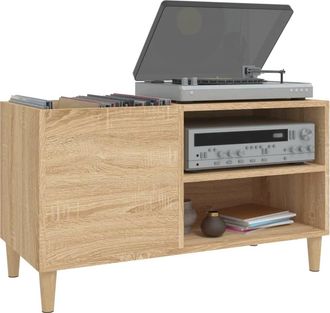 Generic Plattenschrank, Schallplattenschrank mit viel Stauraum, Plattenspieler Schrank f&uuml;r Wohnzimmer, LP Schrank, Schallplattenst&auml;nder, (84,5 x 38 x 48 cm)