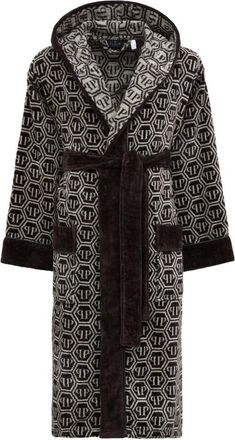 Philipp Plein unisex, V&ecirc;tements de nuit et de d&eacute;tente, Brun, Taille: S/M Peignoir de Bain &agrave; Capuche PP
