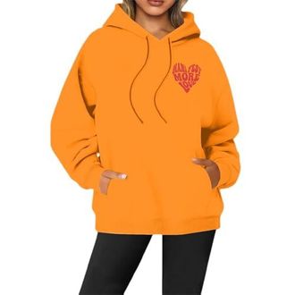 Generic Sweat-shirt pour femme XXL Streetwear &agrave; la mode Sweat &agrave; capuche Coupe &agrave; manches longues avec motif de coeur romantique Haut d&eacute;contract&eacute; pour femme pou