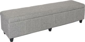 Hhg Aufbewahrungs-Truhe Kriens xxl, Sitzbank Bank, Stoff/Textil, 45x180x45cm Schriftzug, creme