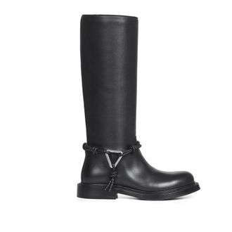 Bottega Veneta Femme, Chaussures, Noir, Taille: 38 1/2 EU James Leather Bottes &agrave; cheville