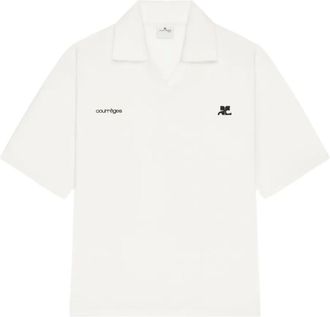 Courr&egrave;ges Femme, Tops, Blanc, Taille: 36 FR Polo Logo