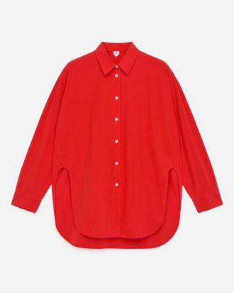 Arket Hemd Mit Abgerundetem Saum Und Schlitz -Rot