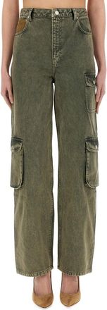 Moschino 100% Cotton Cargo Pants - Green