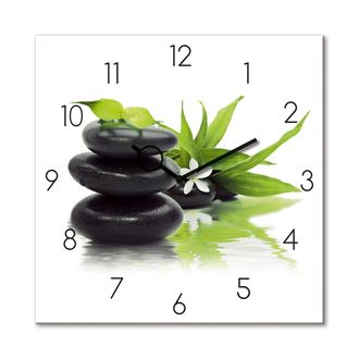 Eurographics Wanduhr aus Glas, Spa Arrangement, Zen, Steine, wei&szlig;, 30x30 cm von Eurographics