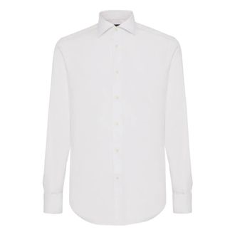 Boggi Milano Homme, Chemises, Blanc, Taille: S Slim Fit Stretch Cotton Shirt