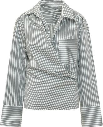 Iro Iro, Femme, Blouses et Chemises, Multicolore, Taille: 36 FR Chemise en coton &agrave; rayures et dentelle