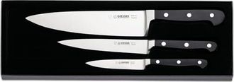 GIESSER seit 1776 - Made in Germany - Messer Set 3 teilig Skyline black, genietet, schwarz, geschmiedet, Küchenmesser set, rostfrei, deutsches scharfes Messer
