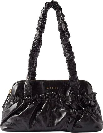 Marni Sac port&eacute; &eacute;paule en cuir pliss&eacute; - Femme - Sacs - Noir - Taille: ONE Size