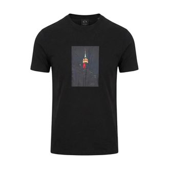 A|X Armani Exchange Homme, Tops, Noir, Taille: XL T-shirt Imprim&eacute; &agrave; Manches Courtes en Coton avec Col Rond