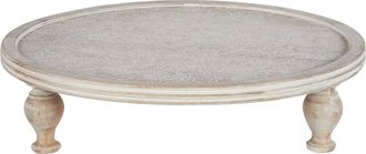 Beliani Tortenplatte Mangoholz hellbraun Antik-Optik mit Füßen rund 46 cm Luksor