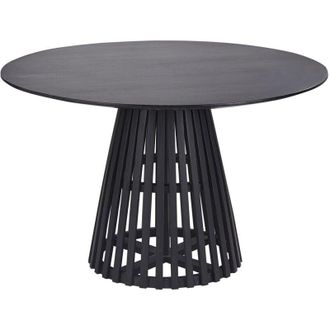 Beliani Beliani - Table &agrave; Manger Ronde Moderne pour 4 Personnes 120 cm Plateau Bois dH&eacute;v&eacute;a Noir Mesilla