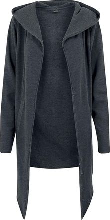 Urban Classics Herren Long Hooded Open Edge Cardigan Strickjacke, charcoal, 4XL