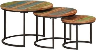 vidaXL Vidaxl - Tables gigognes 3 pcs bois massif de r&eacute;cup&eacute;ration