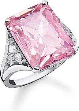 Thomas Sabo TR2339-051-9 Bague pour femme en argent sterling 925 avec pierre rose, 56, Argent, Aucune pierre précieuse