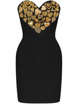 Moschino robe courte &eacute;vas&eacute;e &agrave; encolure coeur - Noir