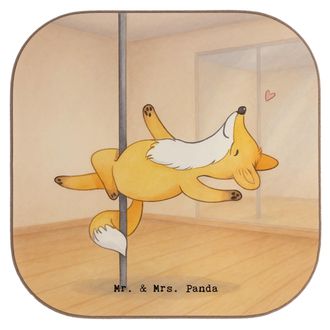 Mr. & Mrs. Panda Untersetzer f&uuml;r Gl&auml;ser Fuchs Poledance Design - Geschenk, Tischuntersetzer, Glas, Tassenuntersetzer, Grill, Tassen, Pole Dance, Tanz, Tanzen