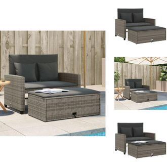 vidaXL Gartensofa 2-Sitzer mit Kissen Grau Poly Rattan - Gartensofa - Outdoor-Sofa - Rattan-Sofa - 2-Sitzer-Sofa - Lounge-Set