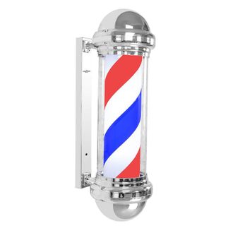 Dioche Profi-Barbierpfosten, 92 cm, drehbar, 50 U/min, f&uuml;r Friseursalon, Barber, Pole mit rotierendem LED-Schild, rot, blau, wei&szlig;, 4 W