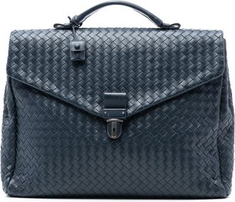 Bottega Veneta Blue Nappa Intrecciato Briefcase