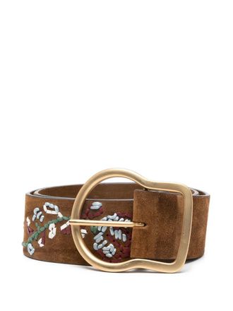 Dorothee Schumacher ceinture en daim &agrave; broderies - Marron