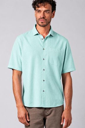 Hempage Hempage Herren vegan Kurzarmhemd Gestreift Lake Green
