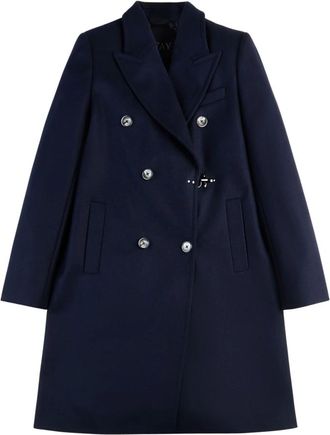 Fay Femme, Manteaux, Bleu, Taille: 40 FR Cappotto in Panno di Lana e Cashmere