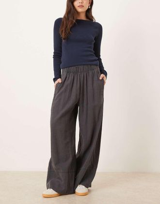 Free People Days End - Pantalon &agrave; enfiler en lin - Noir