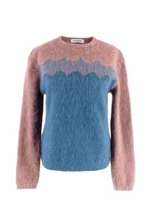 Valentino Garavani Colourblock Detailed Mohair Blend Jumper Size S