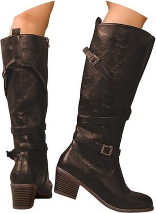 Generic Bottes hautes pointues &eacute;l&eacute;gantes pour femme mod&egrave;les &eacute;quitation et confortables et polyvalentes pour un style quotidien avec semelle durable (Brown, 36