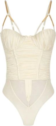 Elisabetta Franchi Femme, Tops, Blanc, Taille: 40 FR Bodysuit en jersey avec plaques bijoux